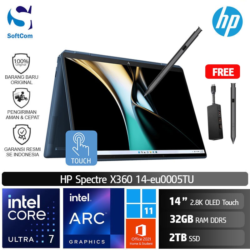 Jual HP Spectre X360 14 eu0005TU Ultra 7 155H/32GB/2TB SSD/14" OLED ...
