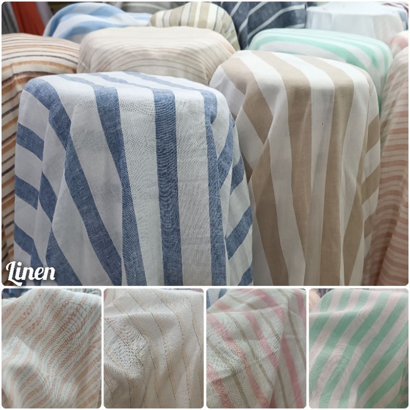 Jual BAHAN KAIN KATUN PIURE LINEN MOTIF SALUR ( HARGA ½ METER ) | Shopee Indonesia
