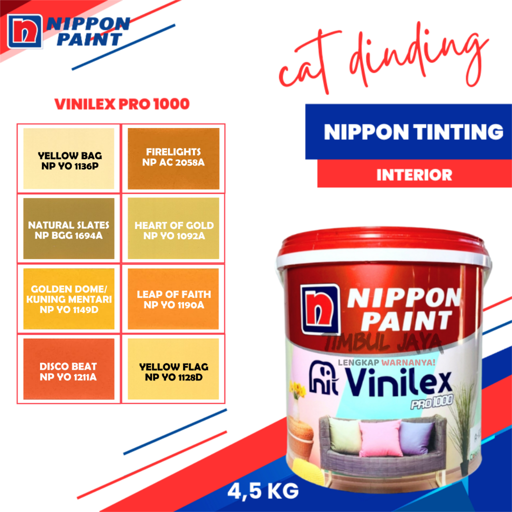 Jual VINILEX Pro1000 4,5Kg Cat Tembok Nippon Paint Interior Dalam Ruangan Warna KUNING dan OREN ...