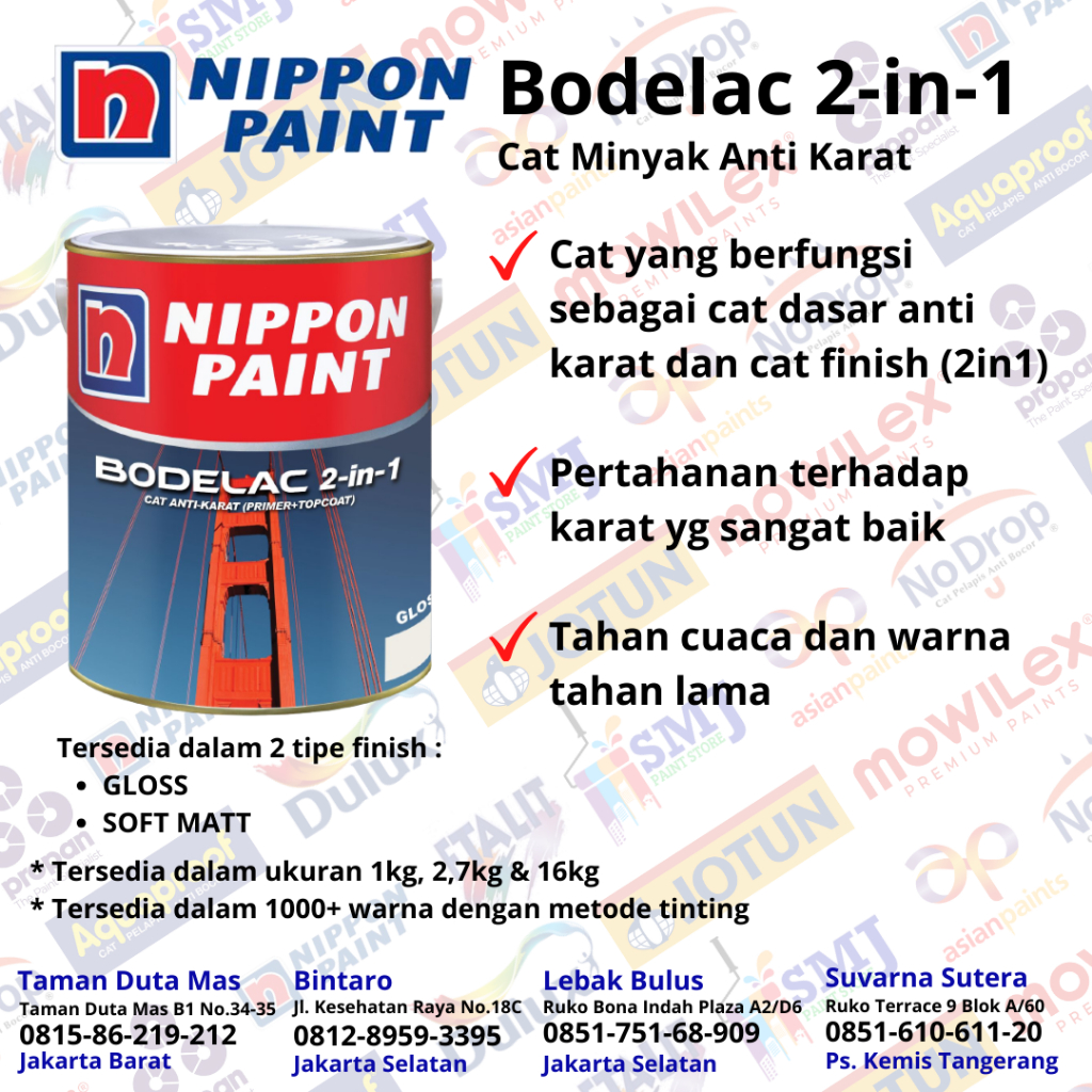 Jual CAT MINYAK NIPPON PAINT BODELAC SOFT MATT BLACK KEMASAN 1 LITER ...