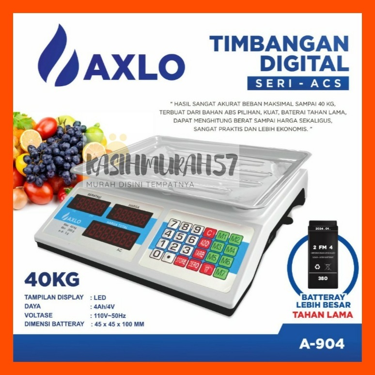 Jual TIMBANGAN A-904 / TIMBANGAN DIGITAL AXLO A-904 / TIMBANGAN BUAH DIGITAL 40KG / TIMBANGAN ...