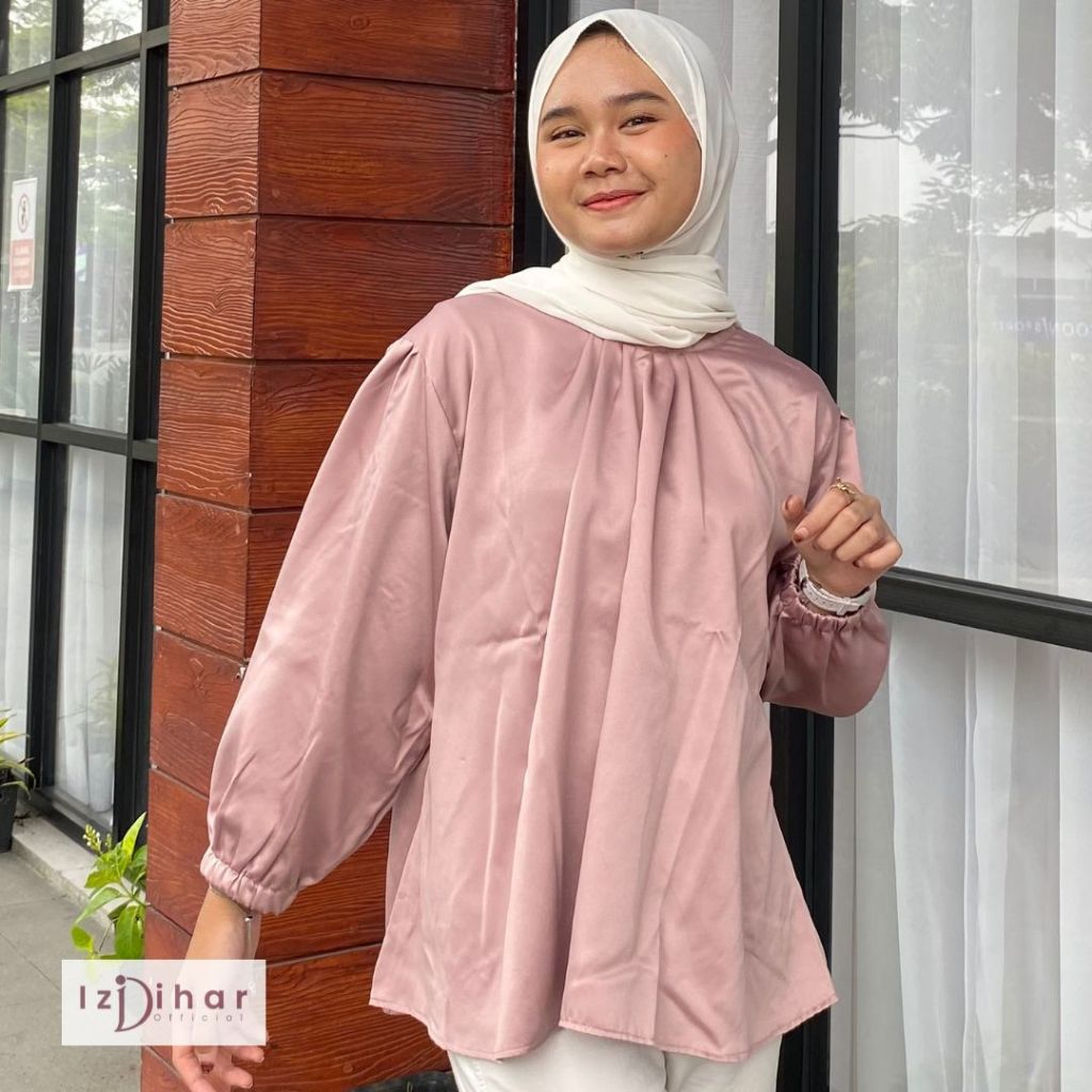 Jual Amara Blouse hijab lengan balon - Baju atasan lengan panjang bahan ...