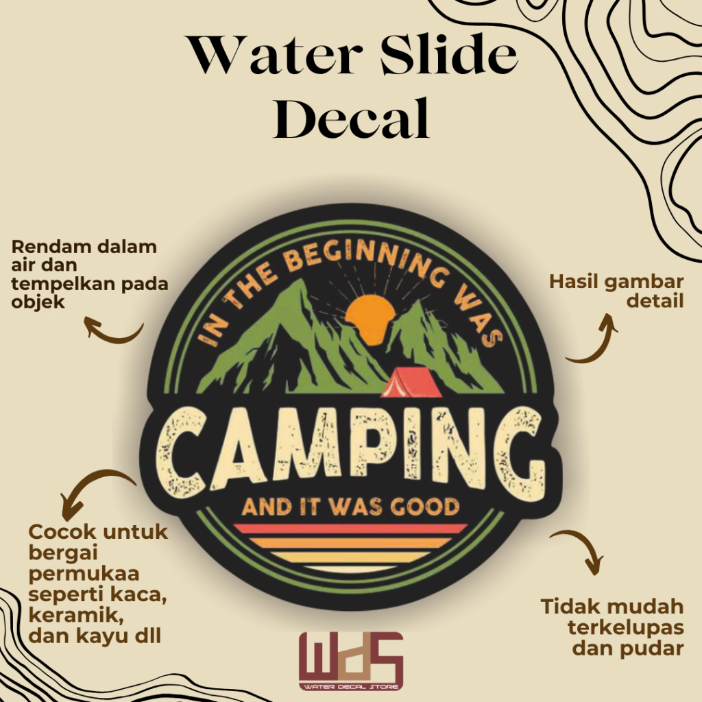 Jual WATER SLIDE DECAL CAMPING / DECAL AIR / STIKER AIR / MERCHANDISE ...