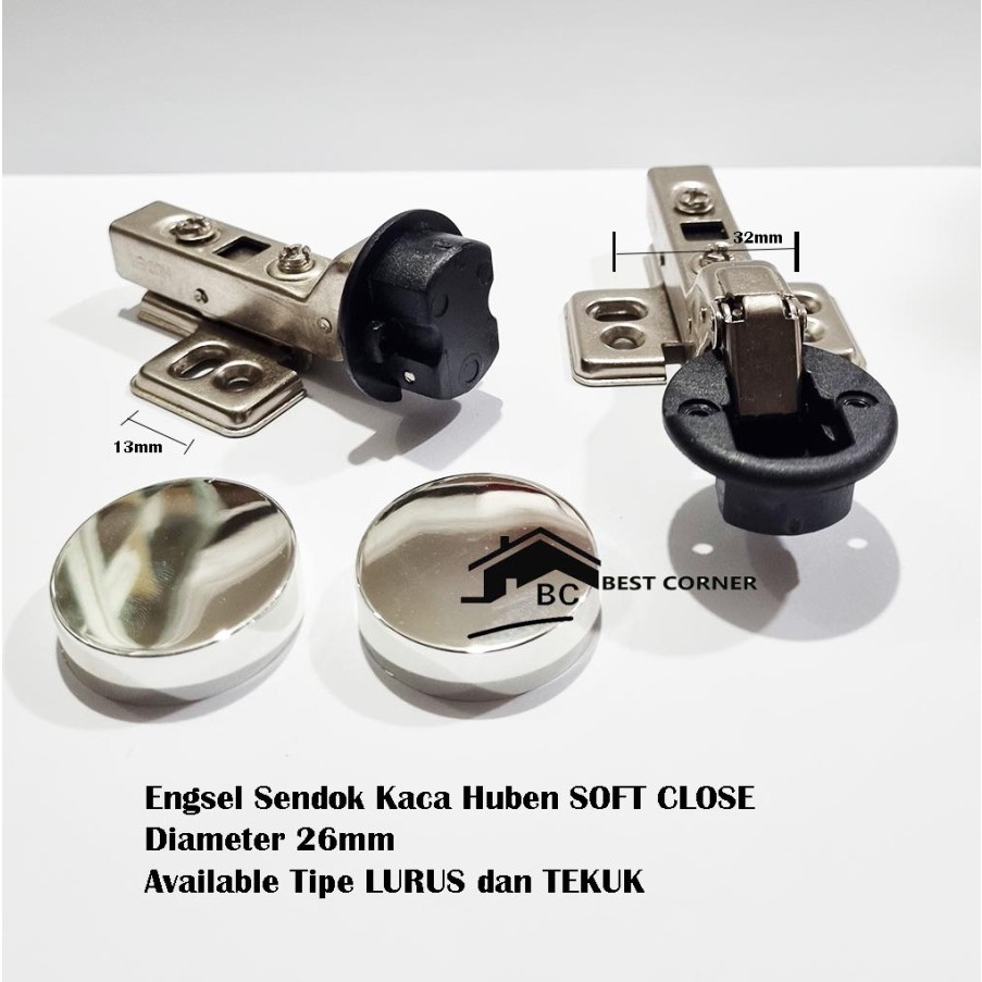 Jual Engsel Sendok Kaca Huben SOFT CLOSE / Engsel Pintu Lemari Kaca ...