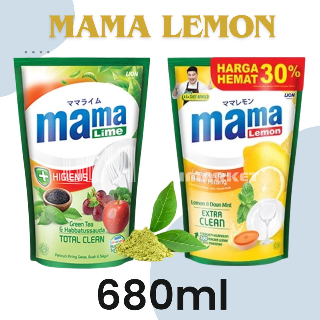 Jual Mama Lemon Sabun Cuci Piring Daun Mint Pouch | Greentea Pouch 680ml | Shopee Indonesia