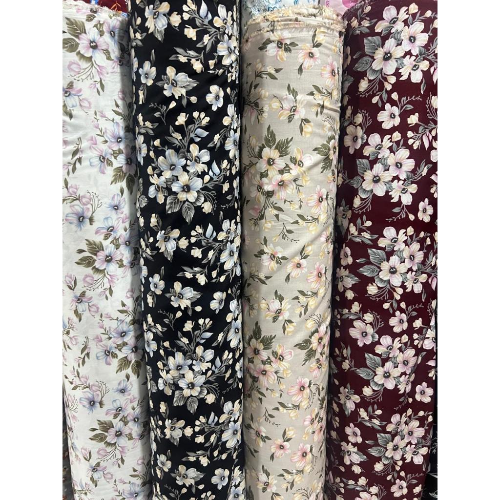 Jual kain katun rayon viscose motif bunga kecil 4 serian terbaru cantik ...