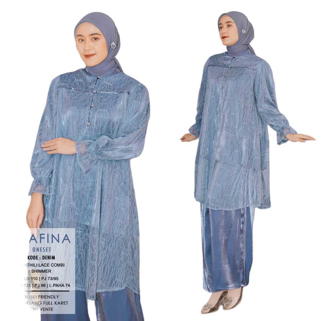Jual Naifa One Set Wanita Kekinian Shimmer Polos LD 110 / Baju Setelan ...