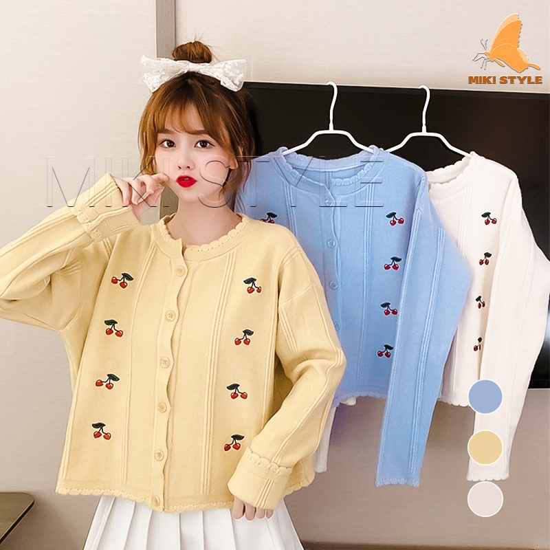Jual Miki - Cherry Knit Cardigan korea Rajut Import Busana Kasual ...