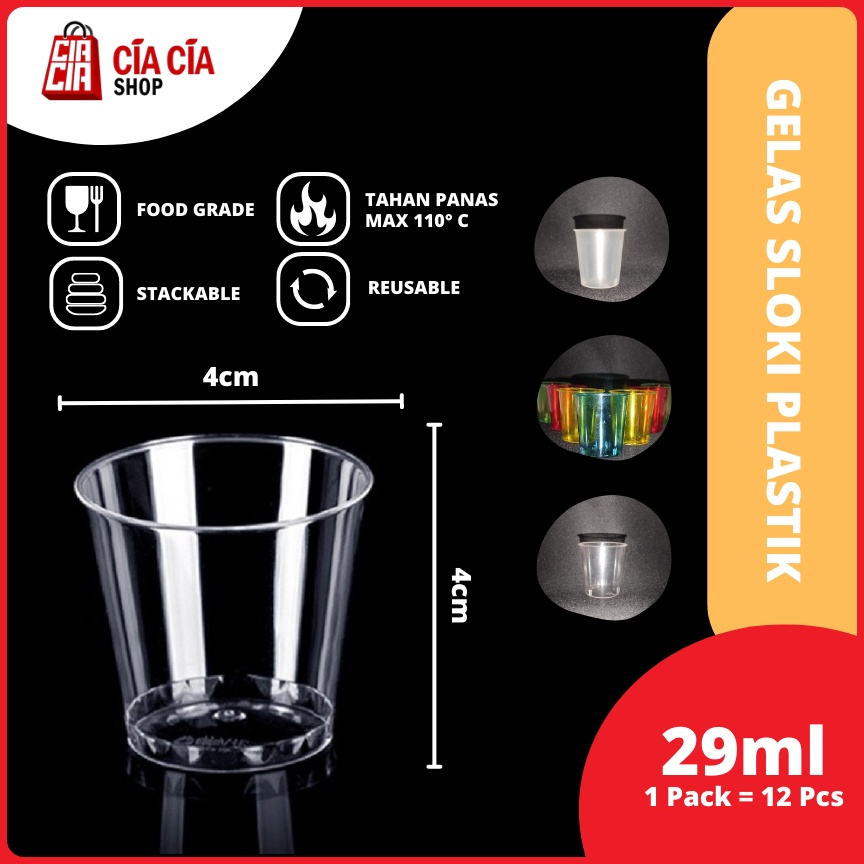 Jual See More Gelas Sloki Plastik Shot Glass Bening Warna Warni Gelas ...