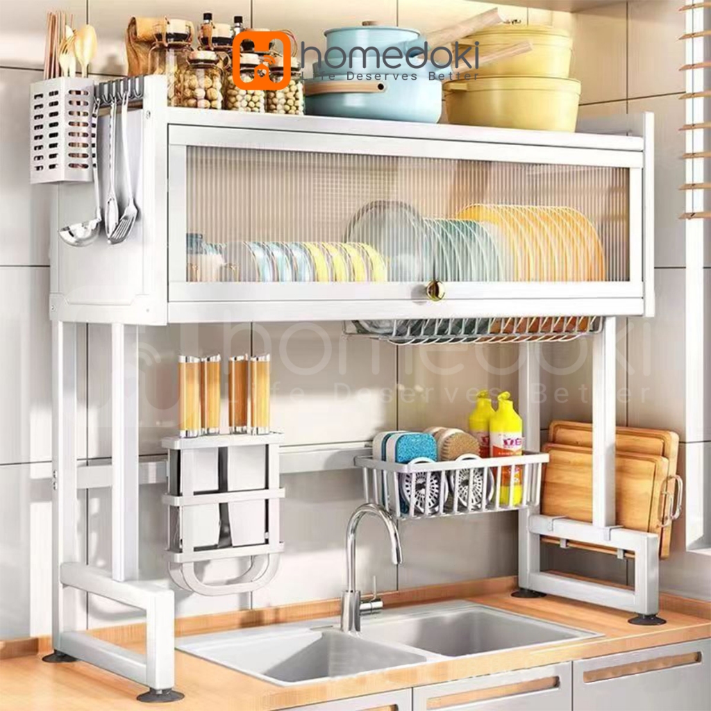 Jual Homedoki Rak Piring Wastafel Stainless/Rak Piring Tertutup/Rak ...