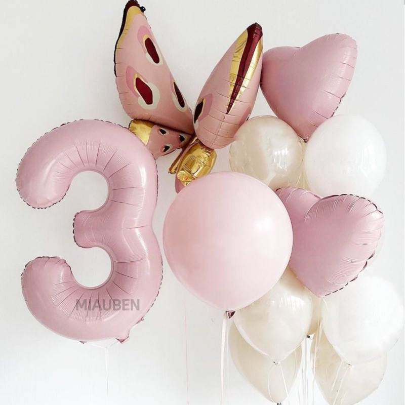 Jual Balon ultah angka jumbo 80cm balon estetik blush pink soft ...