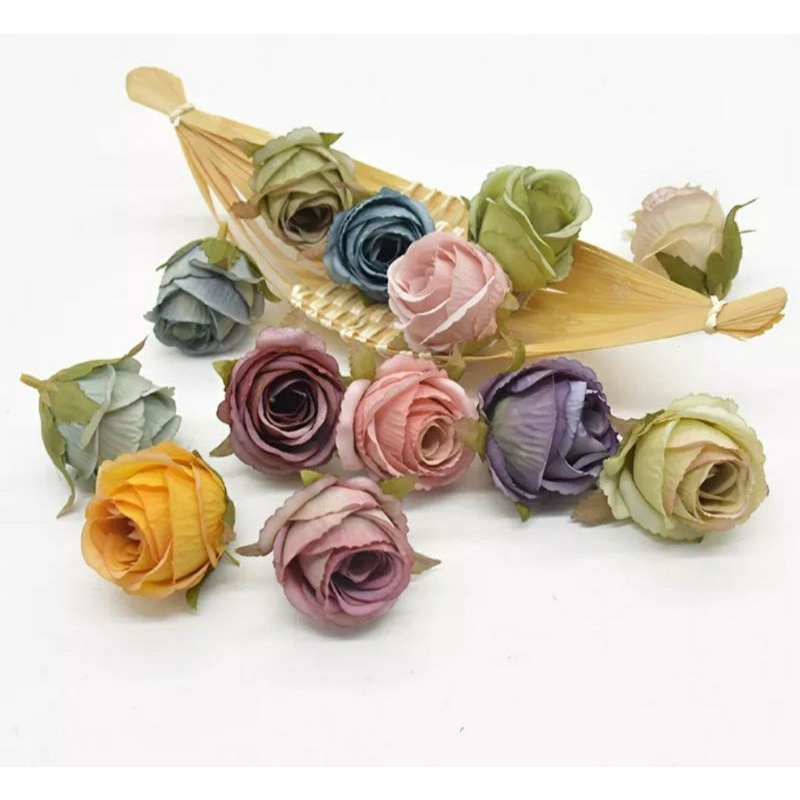Jual Kepala Bunga - Mawar Kuncup Mini 4 cm Kecil Artificial Flower Kain ...