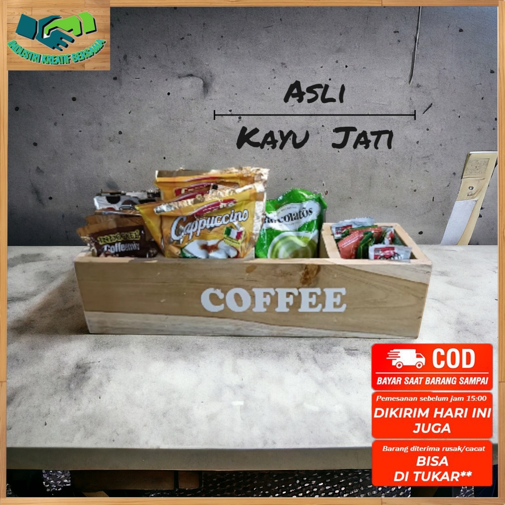 Jual RAK TEMPAT KOPI SACHET KAYU JATI 4 KOTAK | Shopee Indonesia