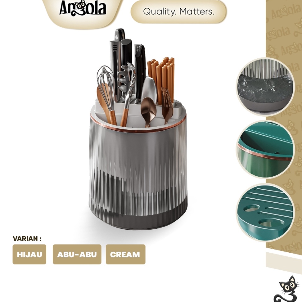 Jual Ekslusif disini Angola Tempat Sendok Garpu Pisau Putar E41 Rak Penyimpanan Alat Makan Alat ...