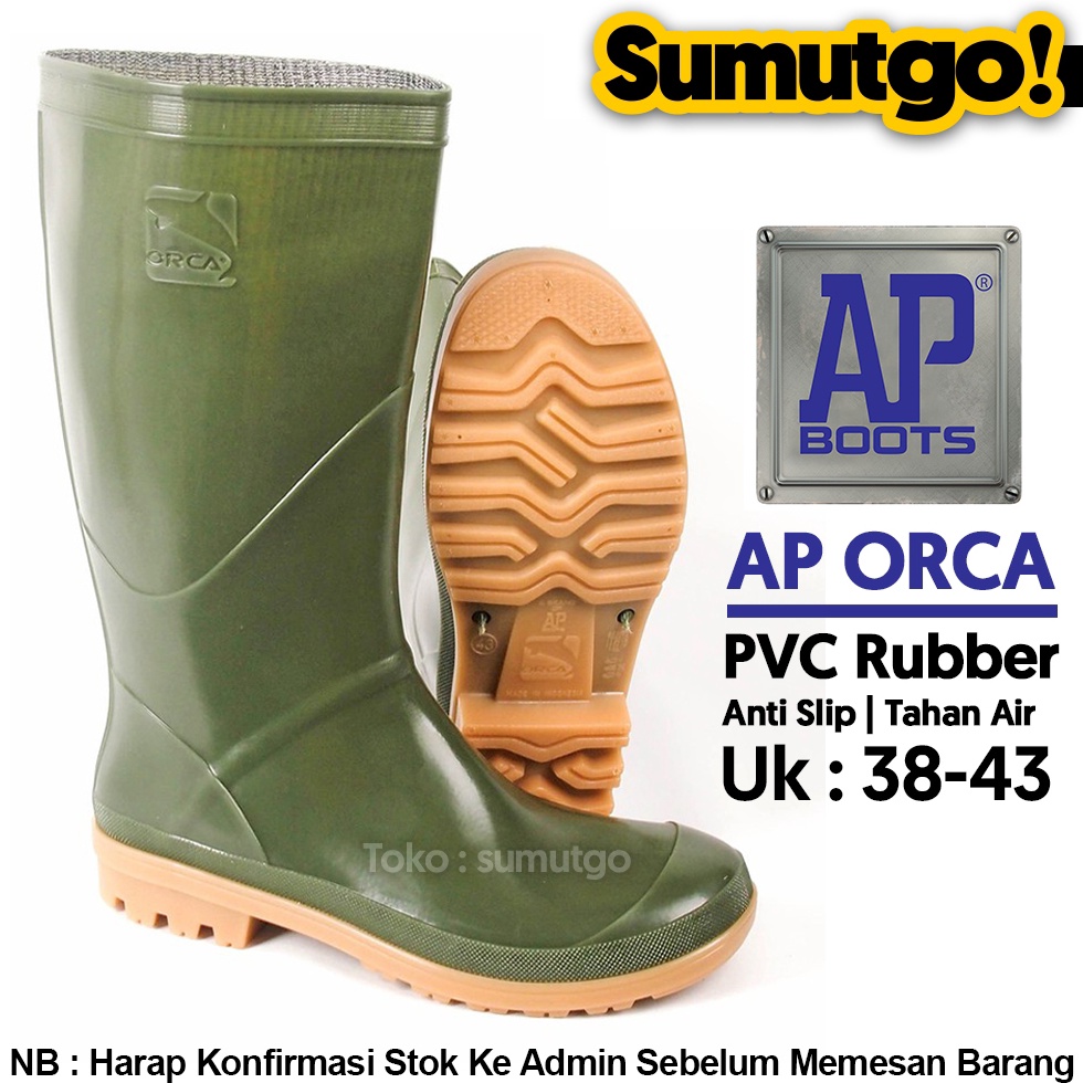 Jual ART J72Z AP Boots ORCA Hijau Sepatu Karet PVC Boot Hujan Tinggi ...