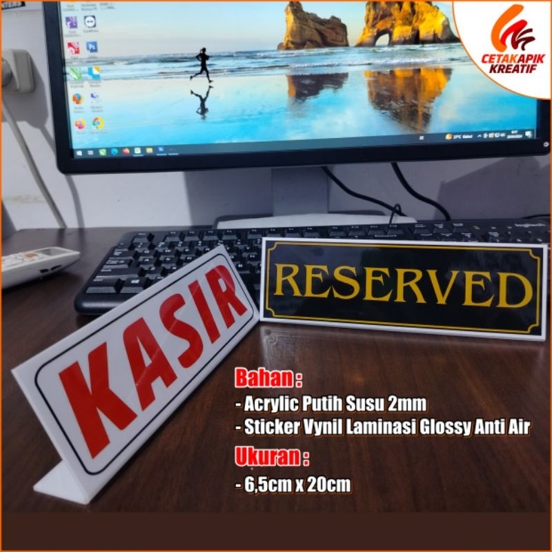 Jual ACRILIK KASIR SIGN BOARD|PAPAN MEJA KASIR DAN RESERVED AKRILIK ...