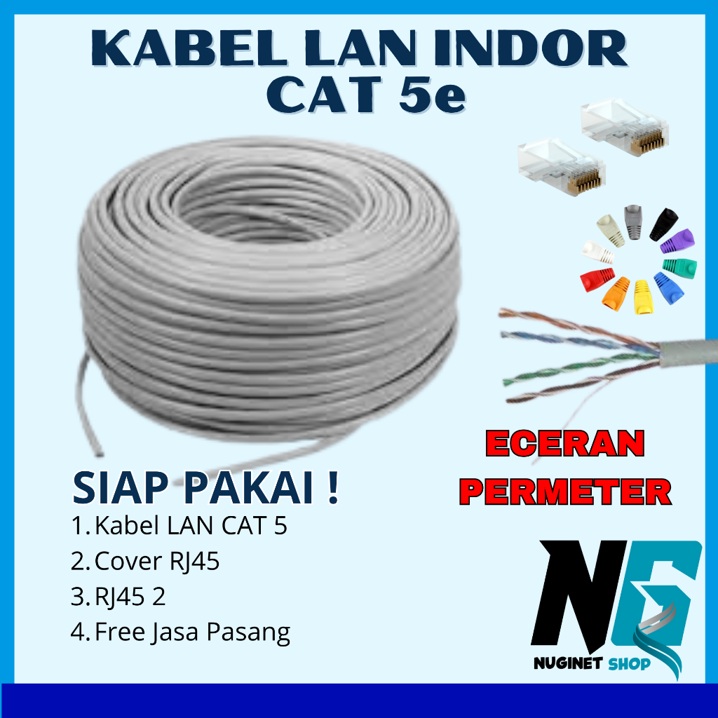 Jual Kabel Lan Cat 5e Indor Eceran (Tinggal Pakai) | Shopee Indonesia