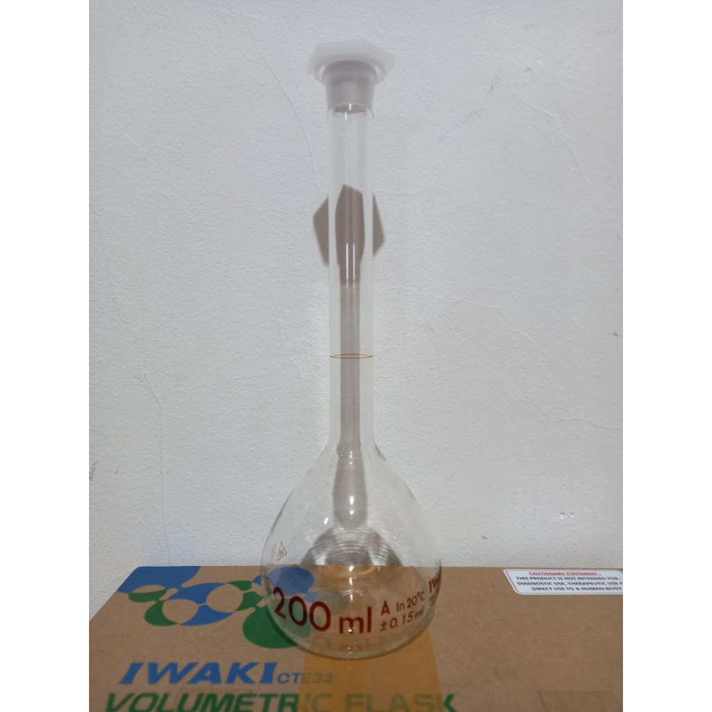Jual IWAKI Labu Ukur Clear 200 ml PP Stopper Volumetric Flask IWAKI ASLI 200ML class A | Shopee ...