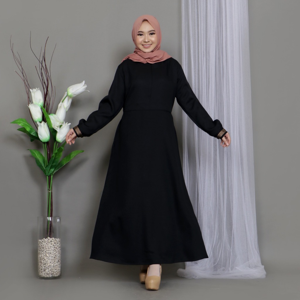 Jual Gamis Nabila Hitam Terbaru Busui Hitam Polos Fashion Muslim M-L-XL ...