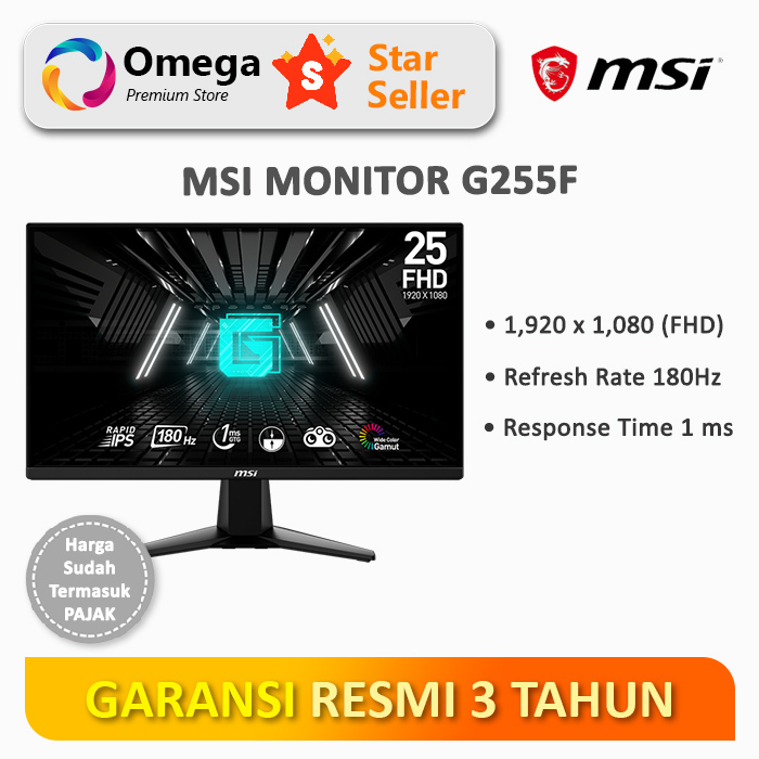 Jual Monitor MSI G255F 25" Rapid IPS FHD 180Hz HDMI DP | Shopee Indonesia