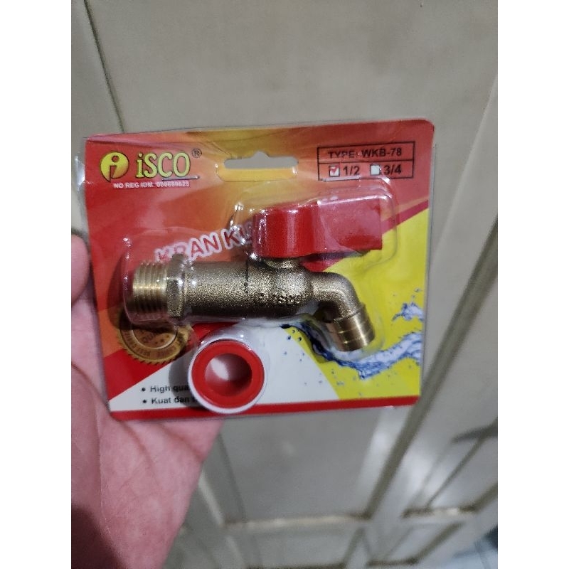 Jual ISCO Keran Air Tembok Kuningan 1/2" / Kran Tembok Kuningan + Seal ...