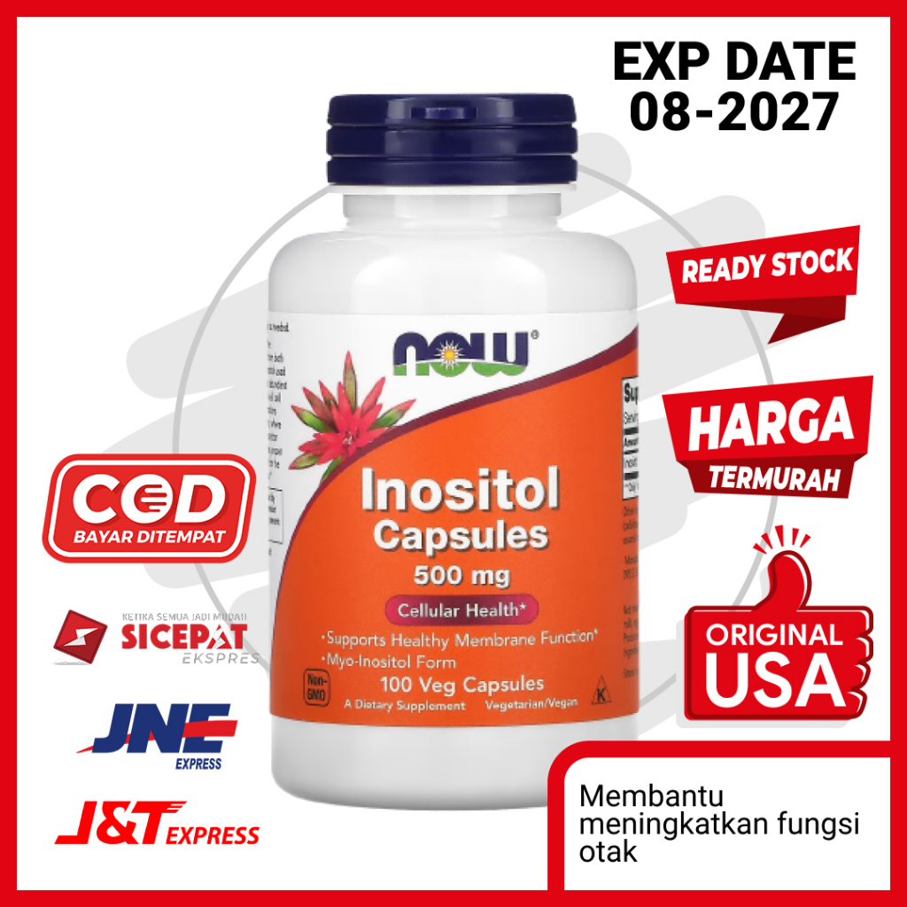 Jual Vitamin Suplemen Now Foods Inositol 500mg 100 Vegetarian Capsules ...