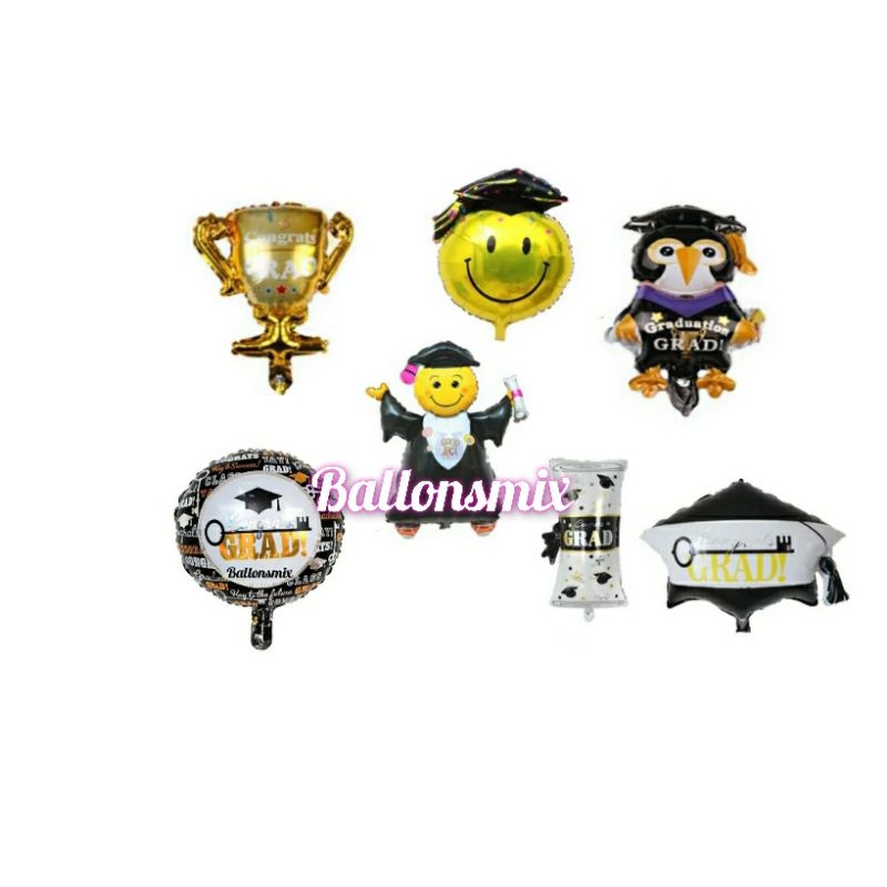 Jual balon foil wisuda/ graduation mini / balon Foil wisuda bulat ...