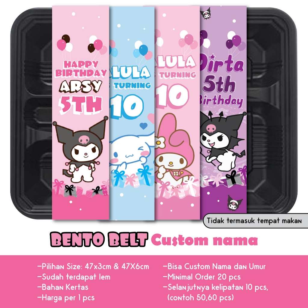 Jual BENTO BELT MY MELODY PAPER BELT BENTO BELT CINAMOROLL CUSTOM NAMA ...