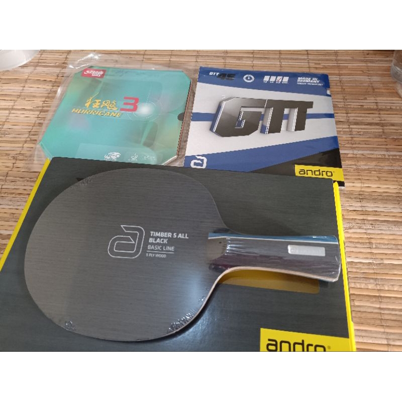 Jual PAKET BAT TENIS MEJA ANDRO TIMBER 5 ALL BLACK PLUS HURRICANE ORIGINAL | Shopee Indonesia