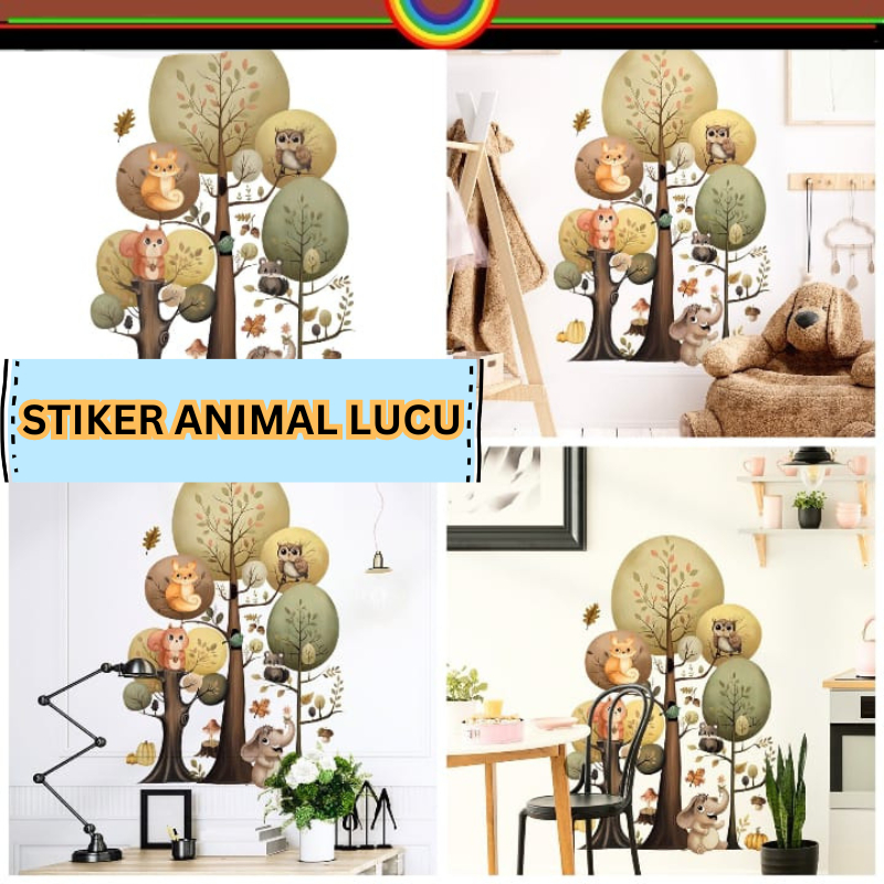 Jual WALLSTICKER WALL STIKER SETIKER STICKER DINDING TEMBOK MOTIF GAMBAR POHON ANIMAL HEWAN ...