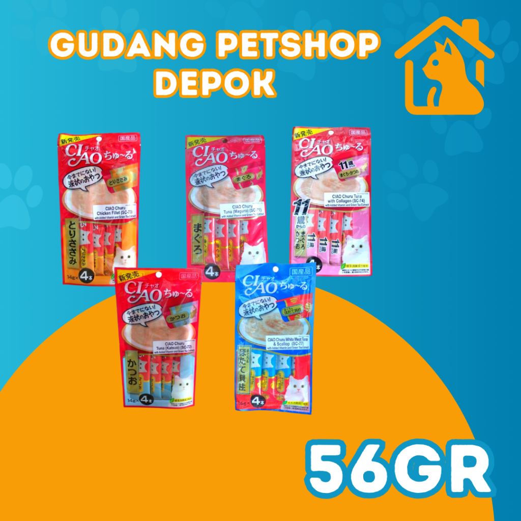 Jual Snack Kucing Ciao liquid 14gr (4pcs) Ciao Chu Ru Snack Kucing ...