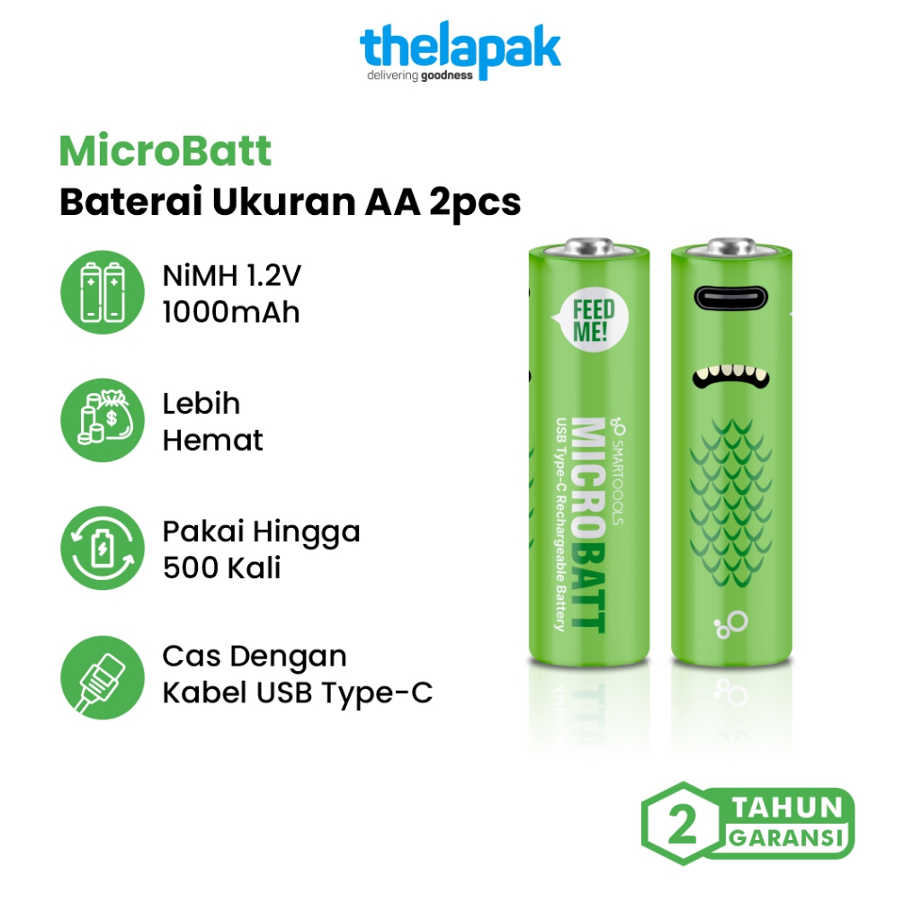 Jual Baterai Cas Isi Ulang 2pcs Smartoools Microbatt AA Micro USB ...