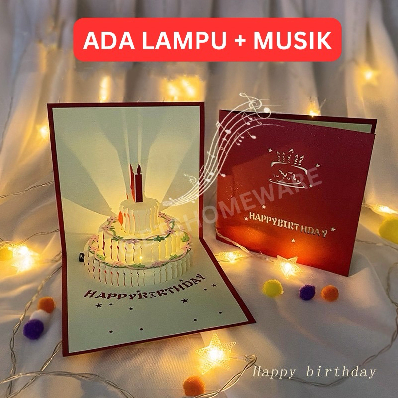 Jual 3D Kartu Ucapan Happy Birthday Card Pop Up Kartu Ucapan Pop Up ...
