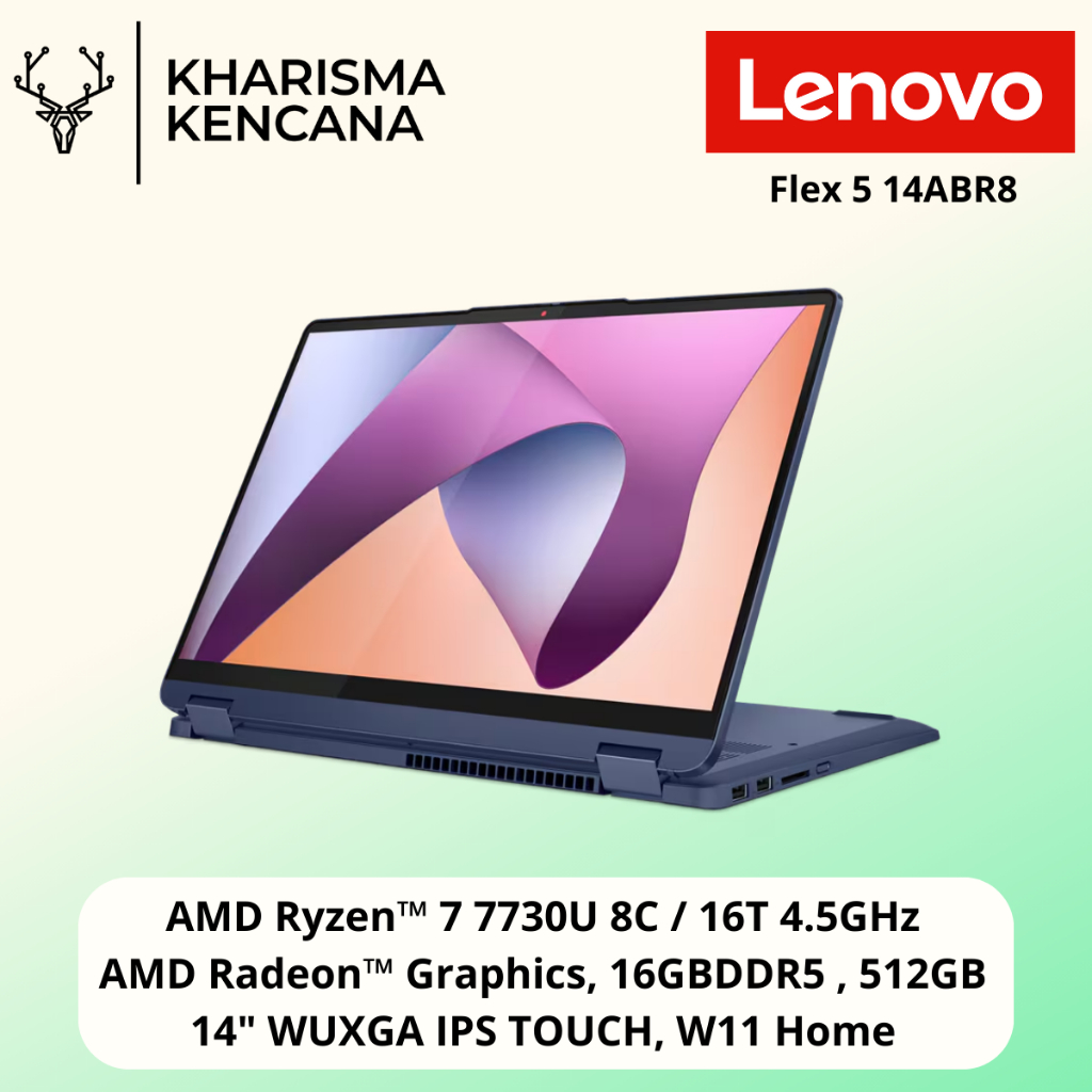 Jual LENOVO FLEX 5 14ABR8 3YUS Ryzen 7 7730U 16GB 512GB 14"WUXGA TOUCH W11 | Shopee Indonesia