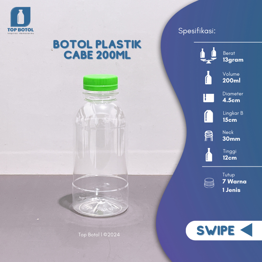 Jual (Paket isi 24pcs) BOTOL PLASTIK 200ML BOTOL PLASTIK CABE 200ML ...