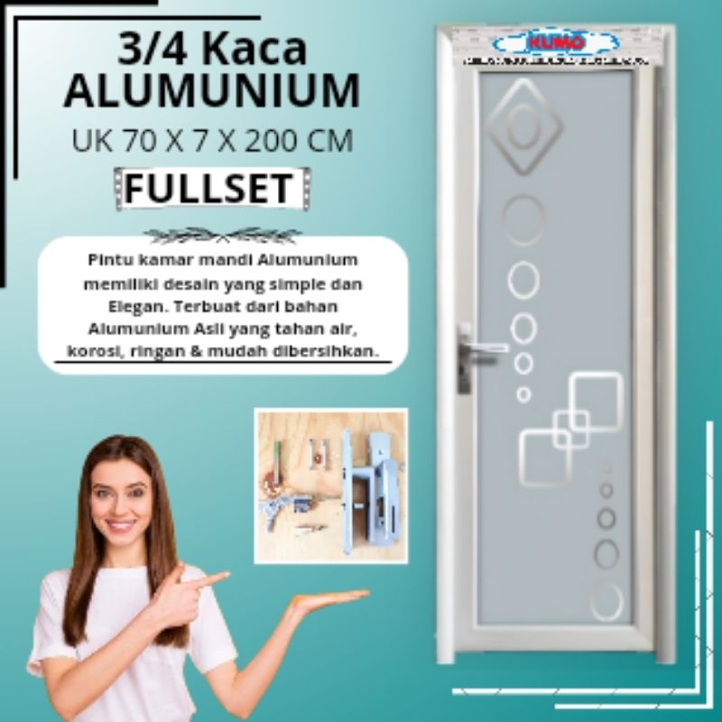 Jual Pintu WC Aluminium 3/4 Kaca Tebal Elegan Minimalis Gagang Kokoh ...