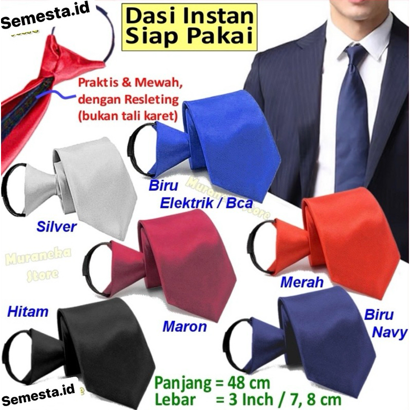 Jual Dasi Pria Instan Resleting 2 Inch Garis Salur | Dasi Instant ...