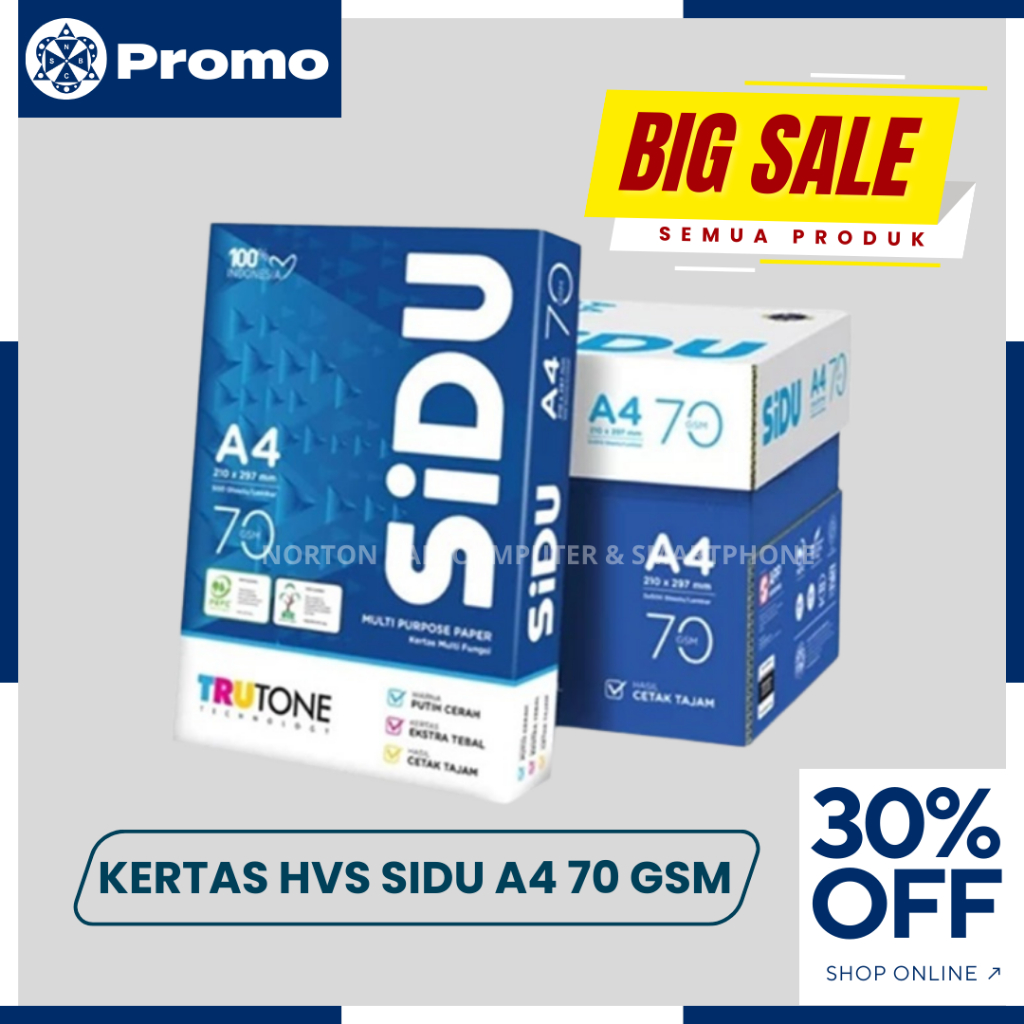 Jual Kertas HVS untuk kantor Merek Sinar Dunia A4 70 GSM 1 Rim 500 ...