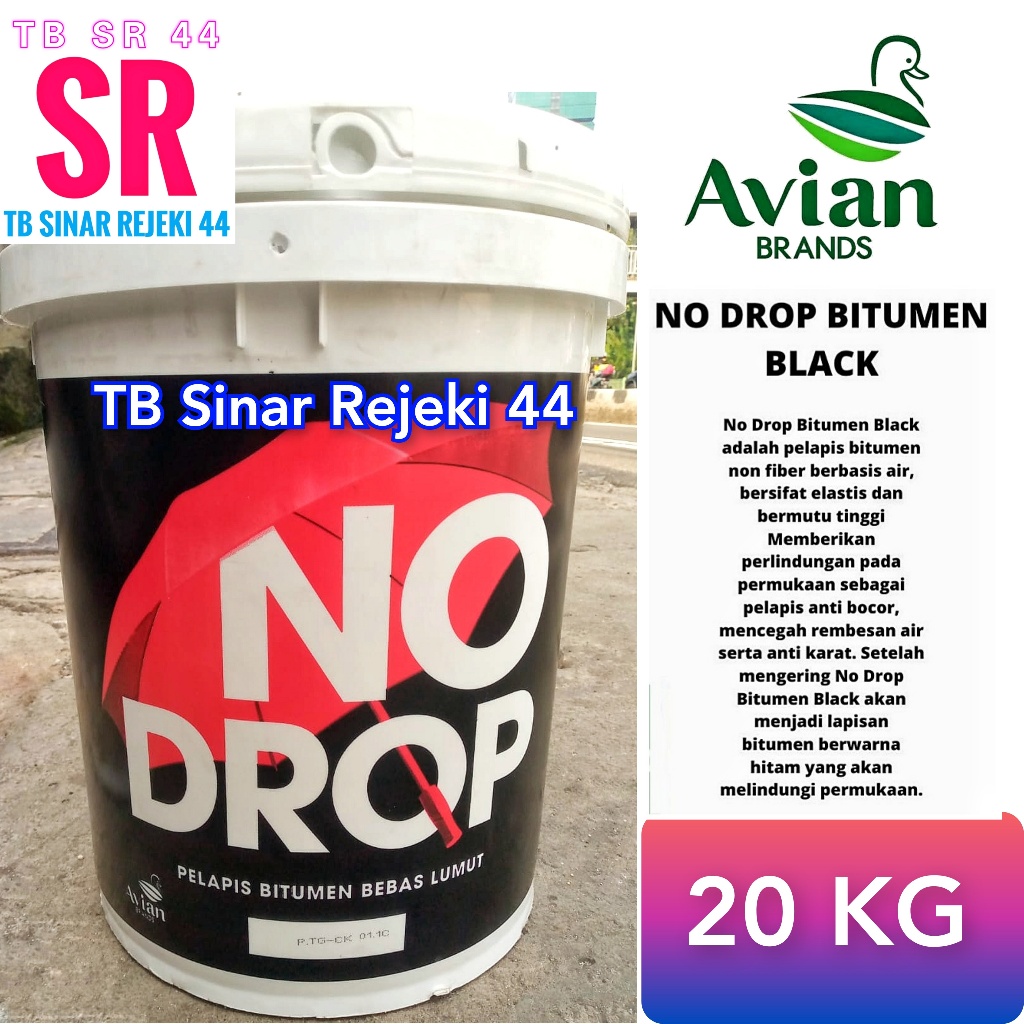 Jual TB Sinar Rejeki 44 | No Drop Bitumen Black 20 KG Cat Waterproofing ...