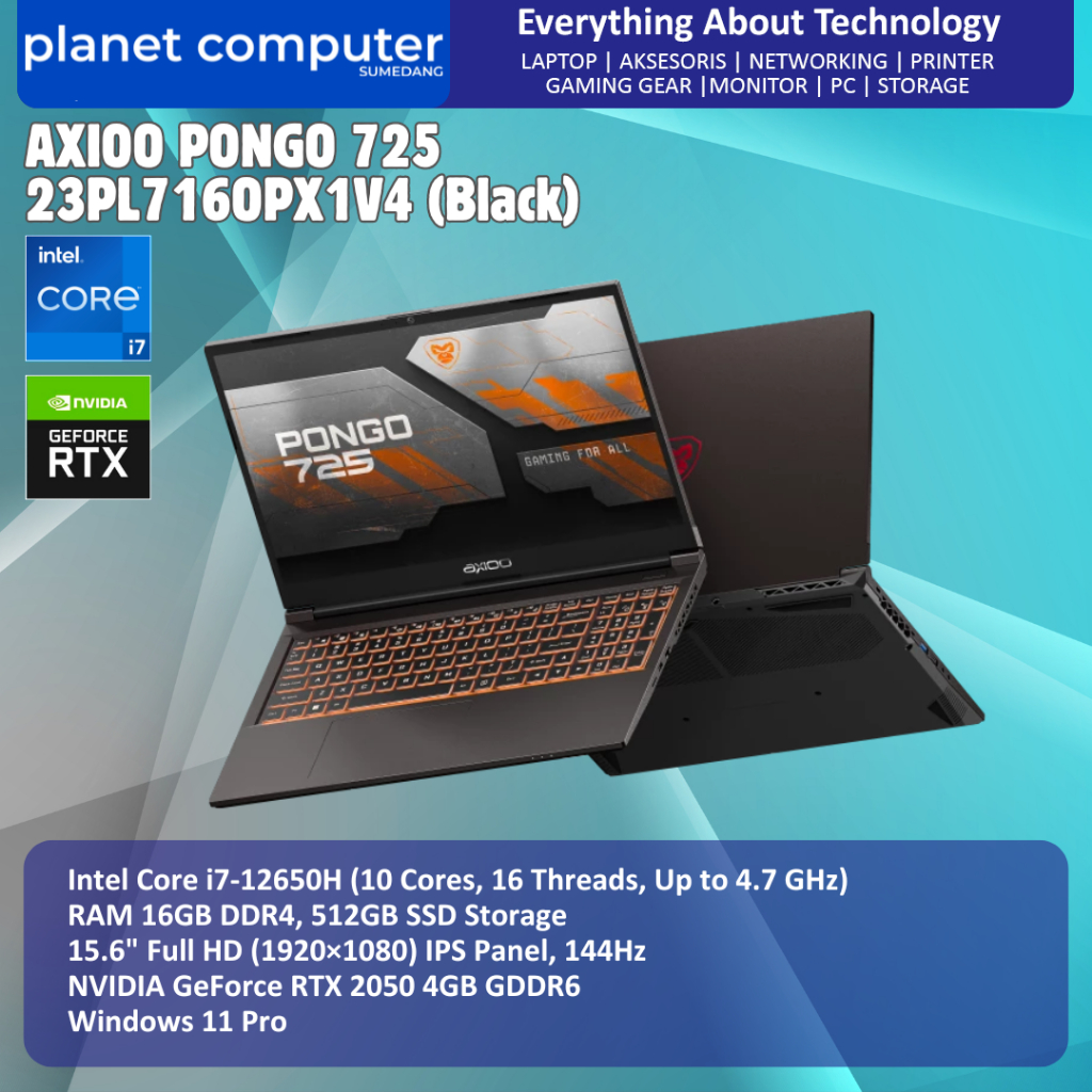 Jual Axioo Pongo 725 Laptop i7-12650H 16/512GB 15.6" FHD IPS 144Hz RTX ...