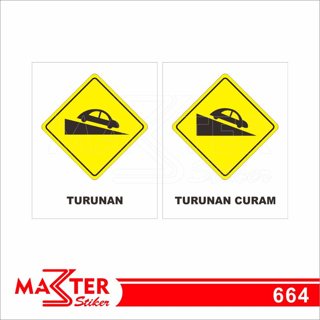Jual 664 - Stiker Rambu Lalu Lintas, Turunan Curam/Tajam, Sticker Vinyl ...