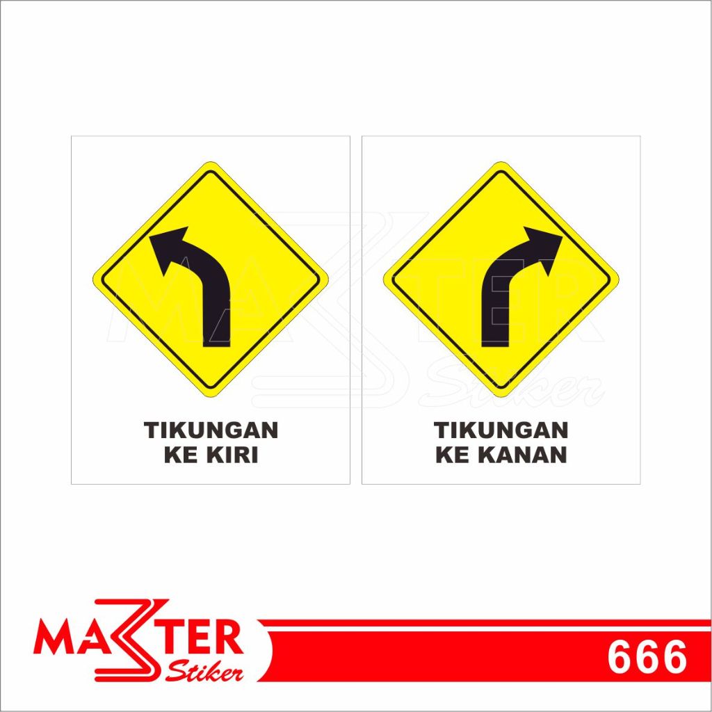 Jual 666 - Stiker Rambu Lalu Lintas, Tikungan Ke Kiri dan Kanan ...