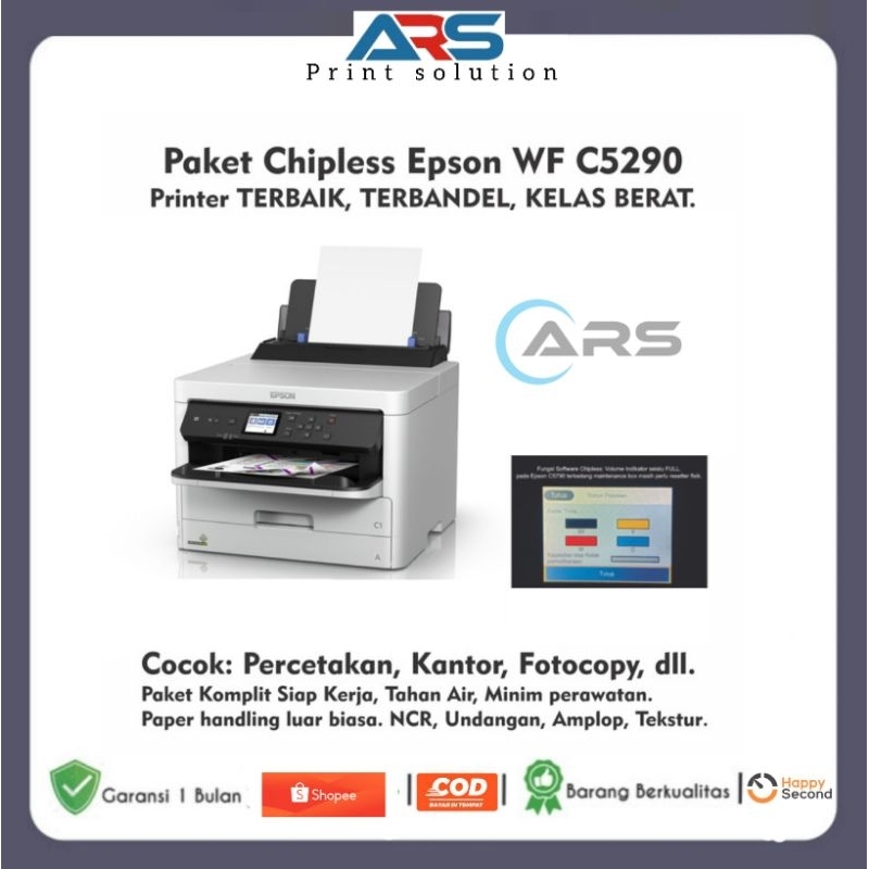 Jual Epson Wf-C5290 Paket Chipless tinta dye onfire | Shopee Indonesia