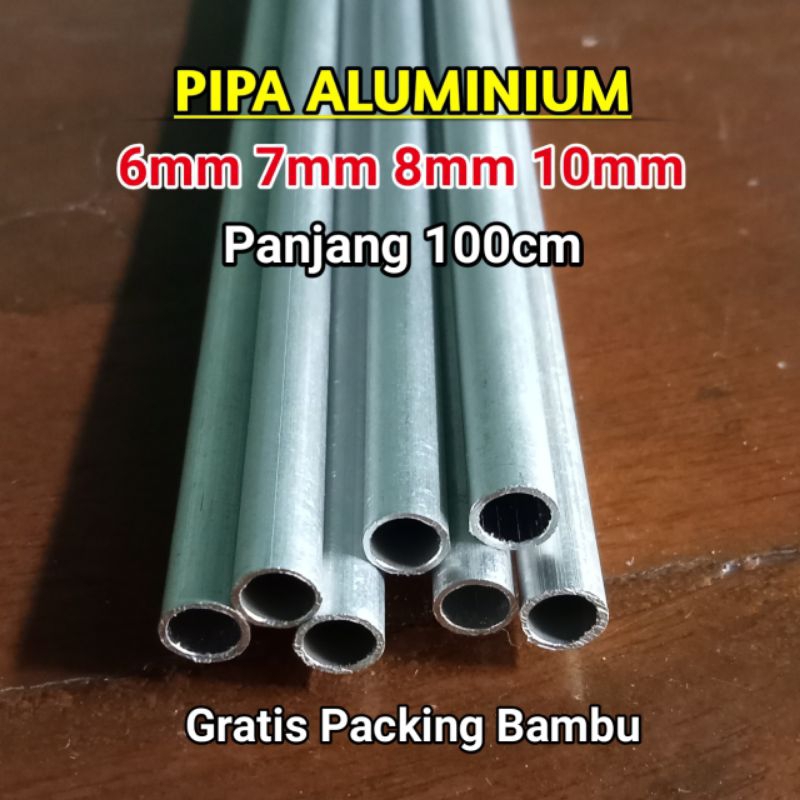 Jual Pipa aluminium 6 mm, 7 mm, 8 mm, 10 mm panjang 1 meter | Shopee ...