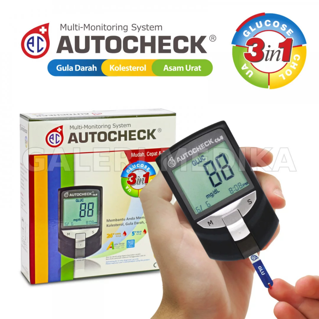 Jual Alat Autocheck / GCU 3 in 1 / Gula, Kolesterol, Asam Urat | Shopee ...