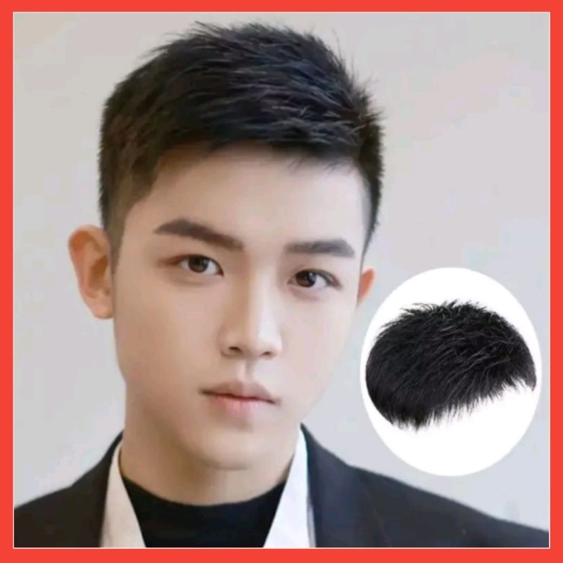 Jual Wig Penutup Botak Pria Rambut Pendek Warna Hitam Toupee / Hairtop ...