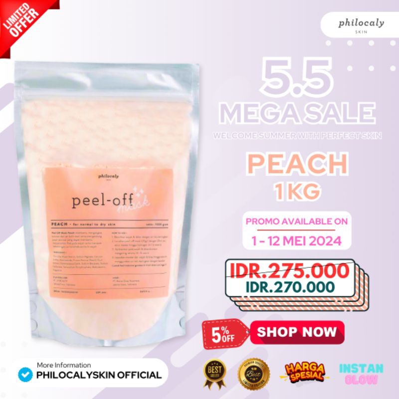 Jual PROMO (5%) Philocaly Skin Masker Peel Off / Rubber Mask Peach 1000 ...