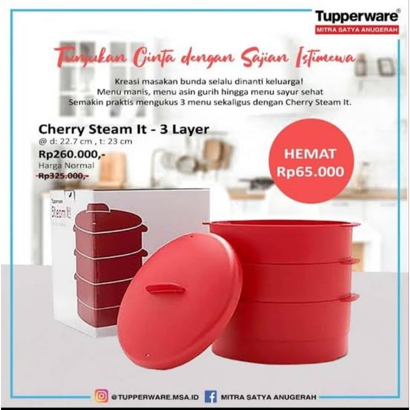 Jual Tupperware Steam It 3 Layers - Cherry Red / Steamer Alat Masak ...