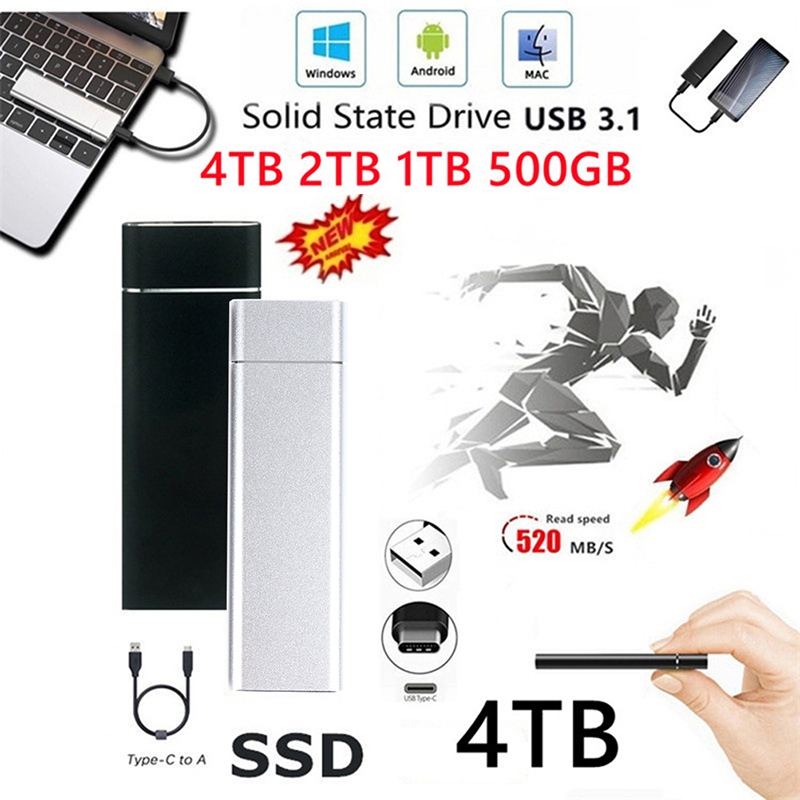 Jual SSD Eksternal 4TB USB 3.0 Type-C ssd laptop PC ssd portable ...