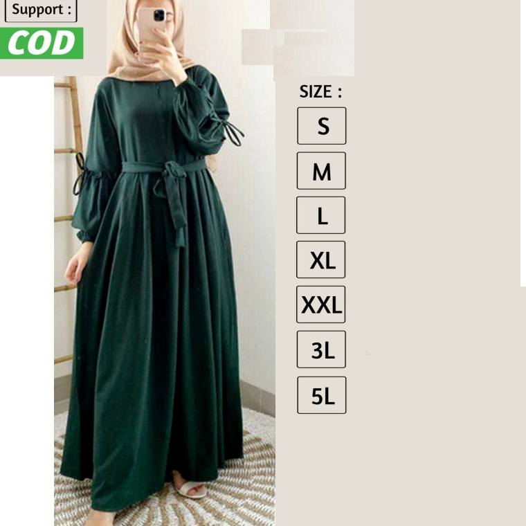 Jual Belia Dress Maxi // Gamis Hijau Botol Jotol Super Jumbo 2XL 3XL 4XL 5L LD 120 130 140 Murah ...